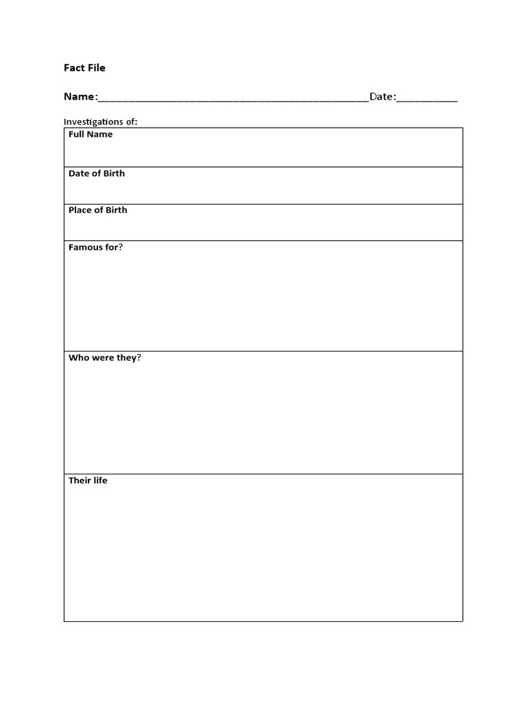 Fact File Template | PDF