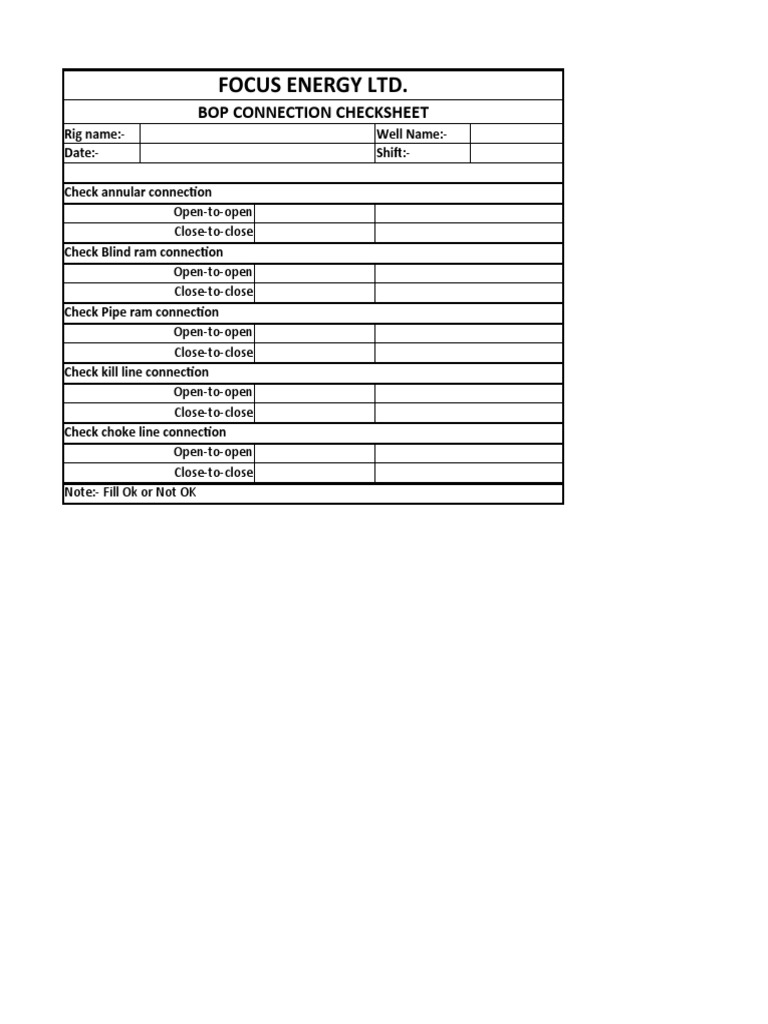 BOP Connection Checksheet | PDF