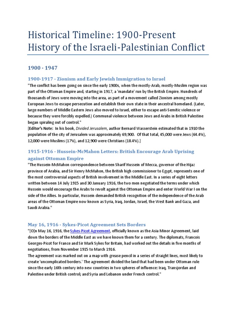 Historical Timeline-Palestine Israel | PDF | Palestine Liberation ...