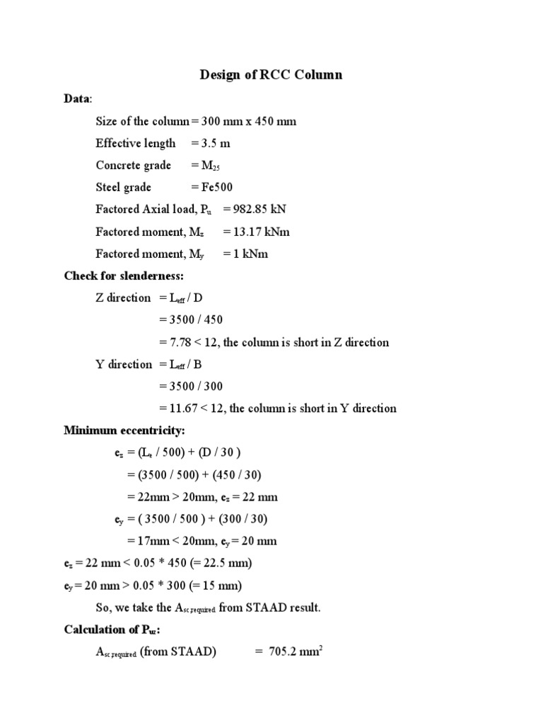 Design of RCC Column: Data | PDF | Structural Engineering | Civil ...
