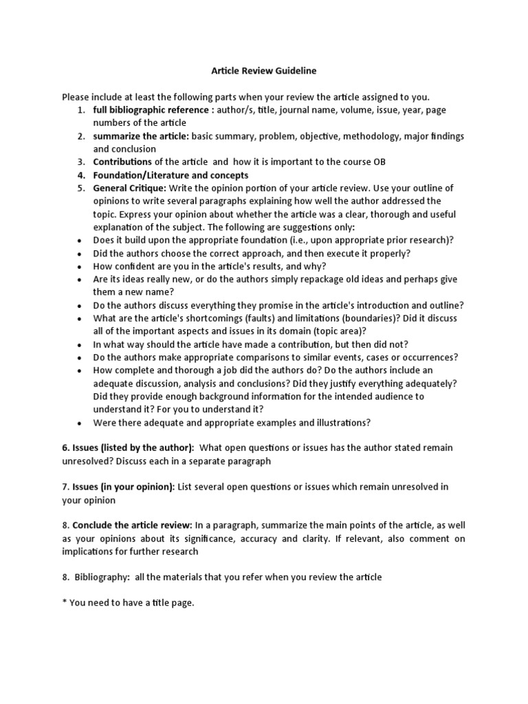 Article Review Guideline11 | PDF | Epistemology | Cognition