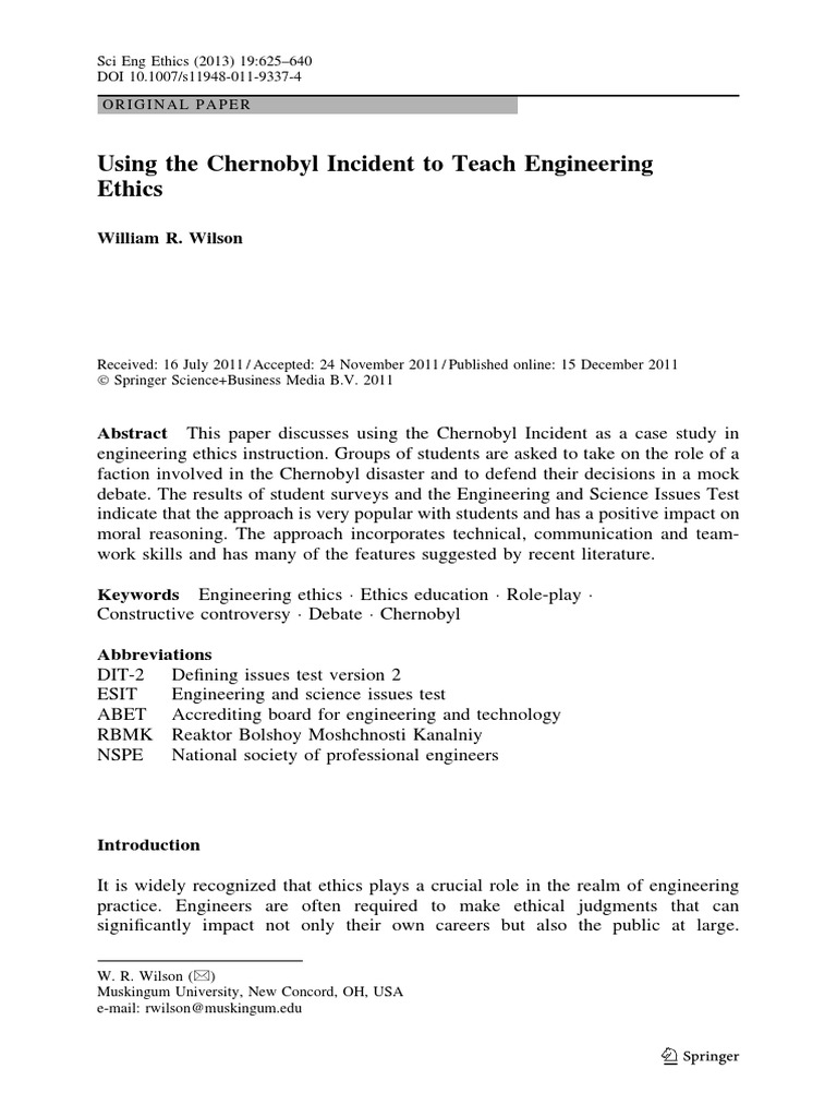 Using The Chernobyl Incident To Teach Engineering Ethics | PDF ...