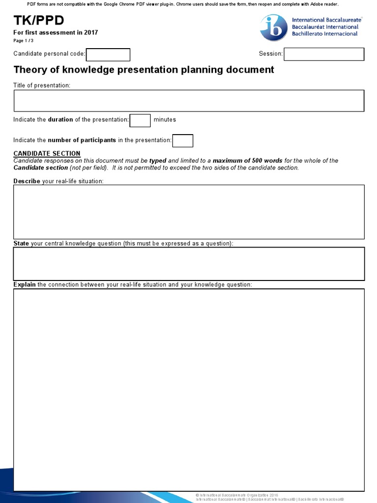 TK/PPD: Theory of Knowledge Presentation Planning Document | PDF