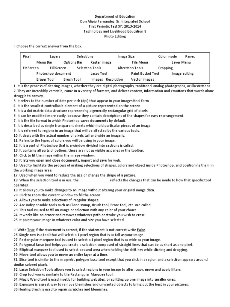 TLE Photo Editing | PDF | Image Editing | Adobe Photoshop