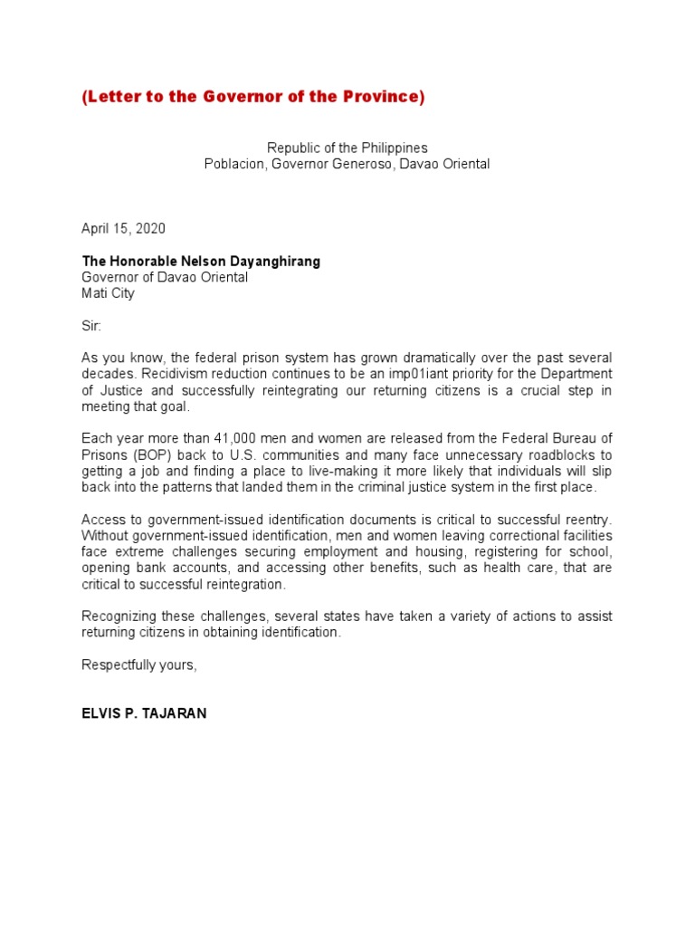 Letter To The Governor of A Province | PDF
