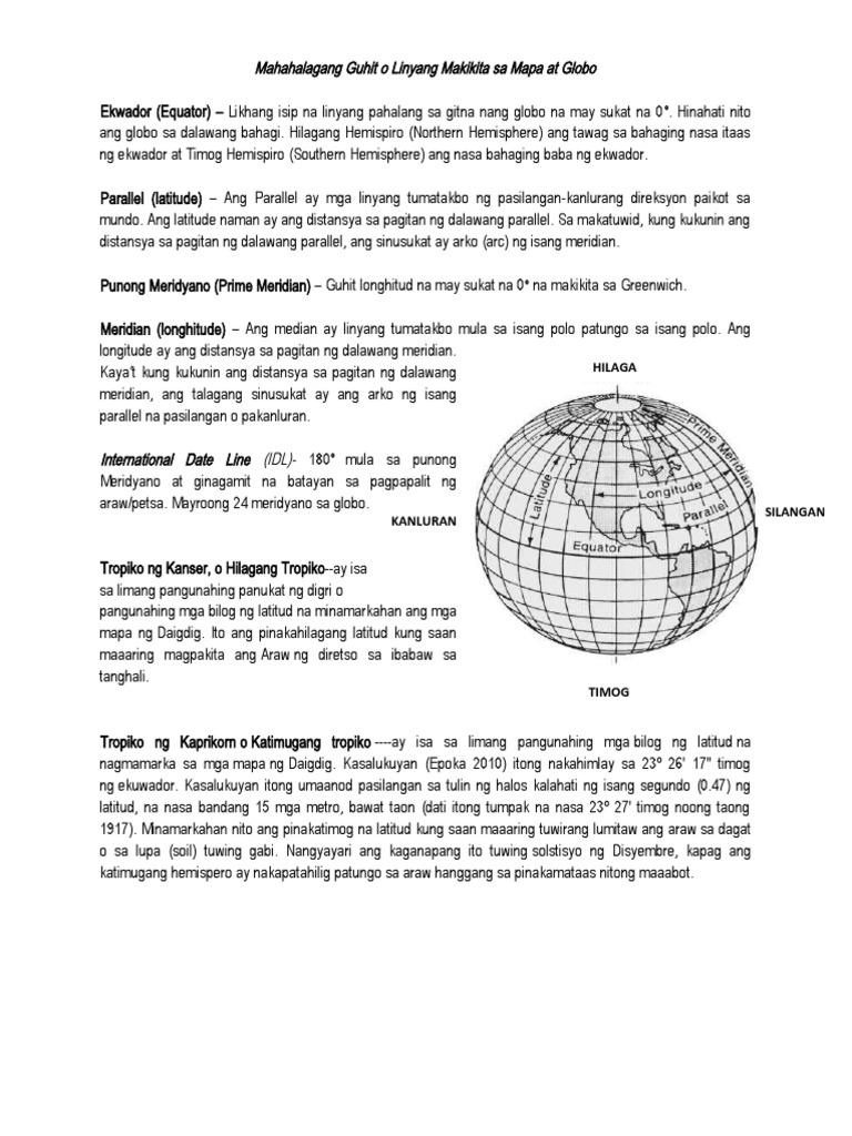 Mahahalagang Guhit o Linyang Makikita Sa Mapa at Globo PDF