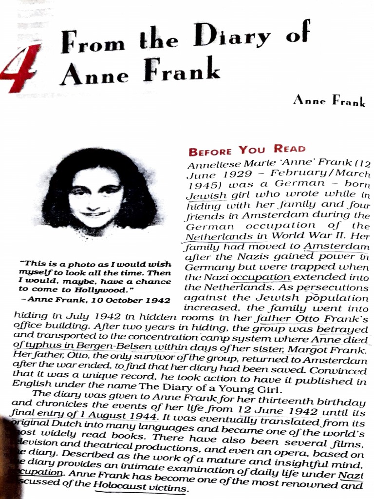 From The Diary of Anne Frank | PDF