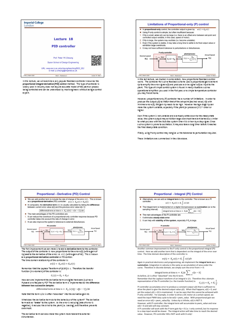 Lecture 18 of PID Controller Notes | PDF | Control Theory | Systems ...