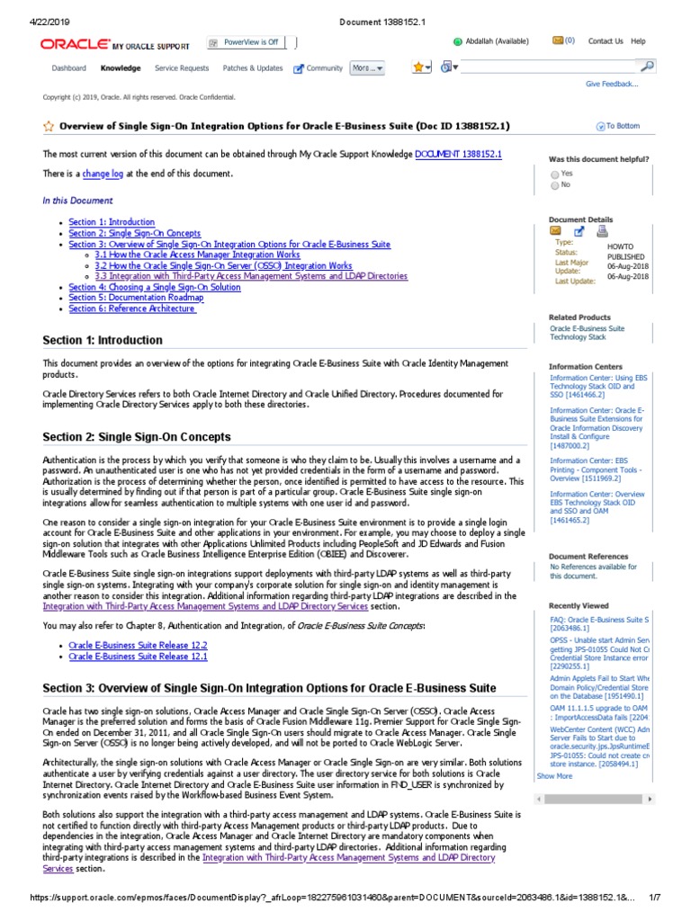 Overview of Single Sign-On Integration Options For Oracle E-Business ...
