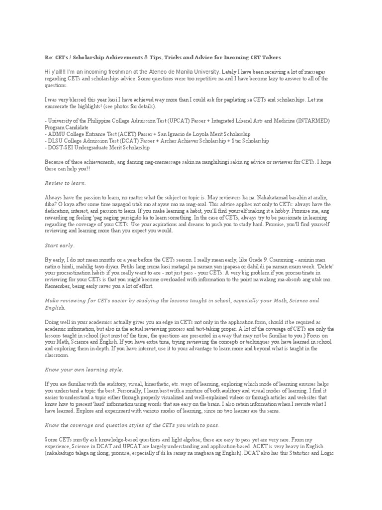 Must Read For Cet Takers Motivation | PDF | Test (Assessment) | Cognition