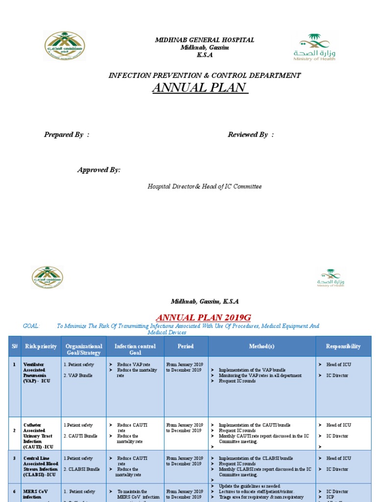 Annual Plan: Infection Prevention & Control Department | PDF ...