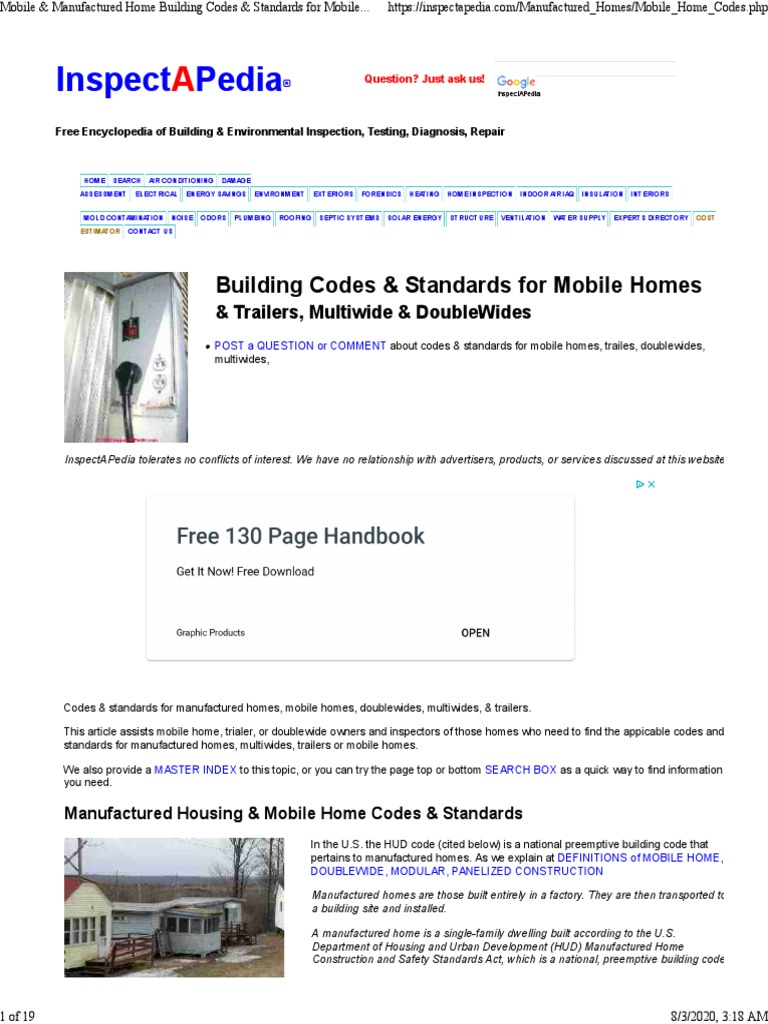 Building Codes & Standards For Mobile Homes & Trailers, Multiwide ...