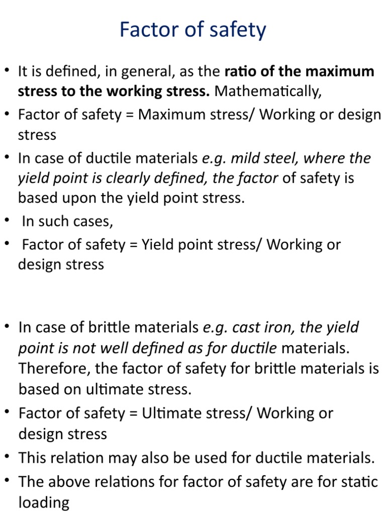 Unit1 1 Factor of Safety & Thories of Failure | PDF