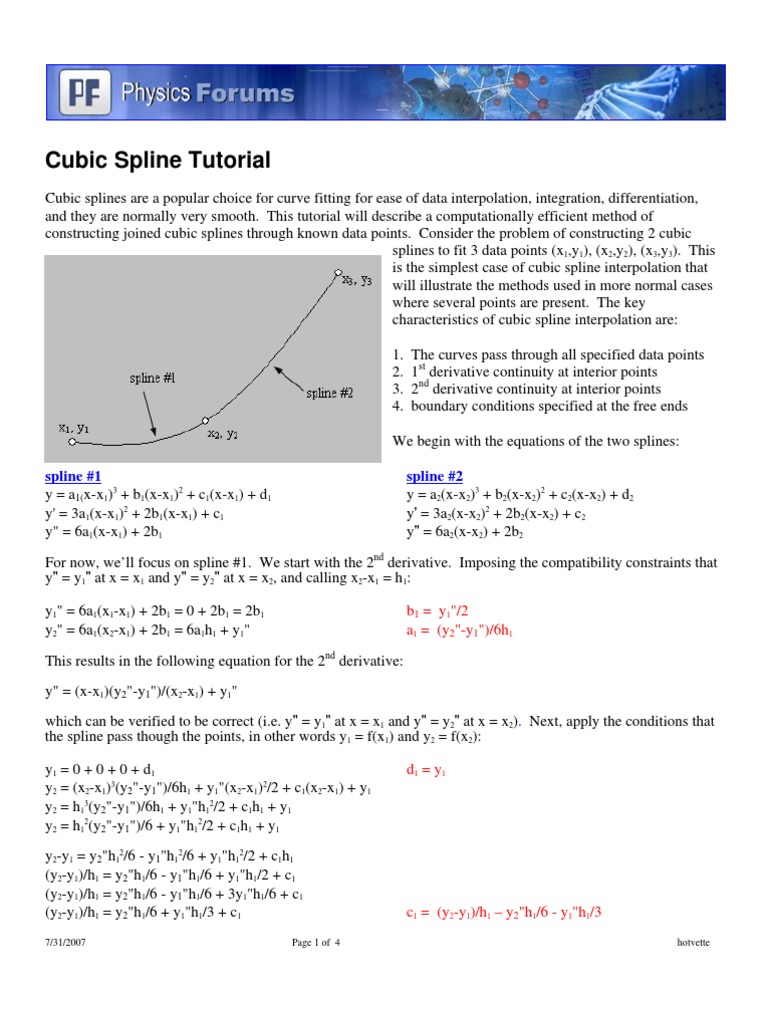 Cubic Spline Tutorial Spline Mathematics Interpolation