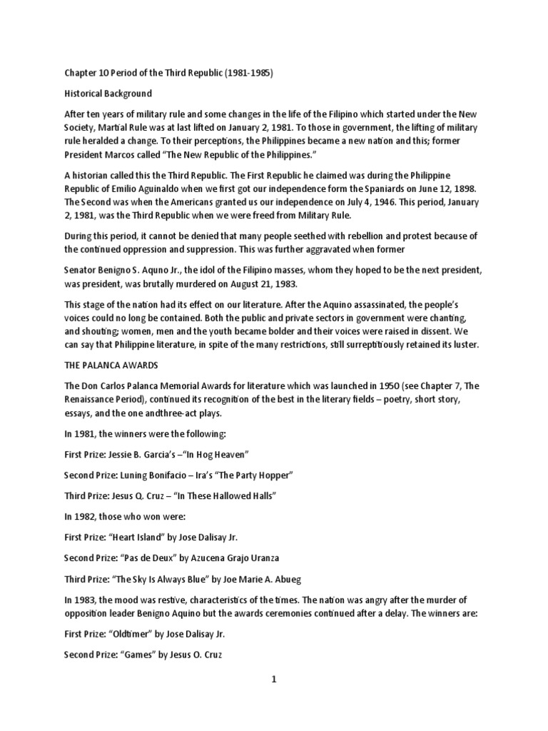 Period of The Third Republic | PDF | Corazon Aquino | Philippines