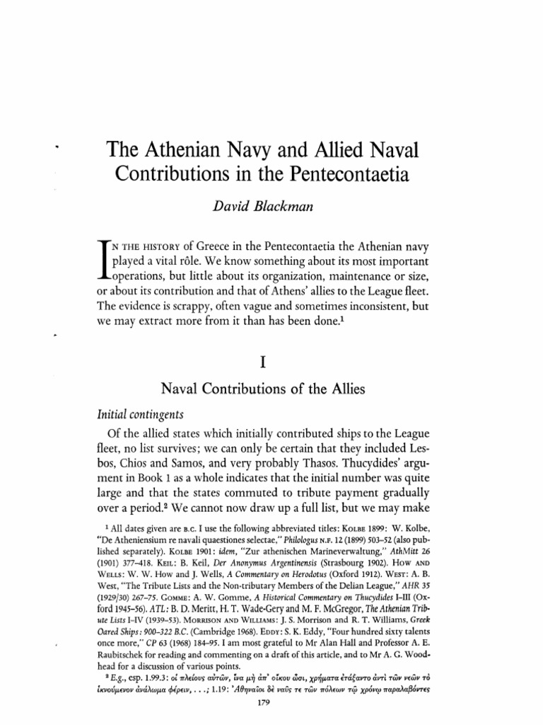 Blackman, The Athenian Navy and Allied Naval Contributions in The ...