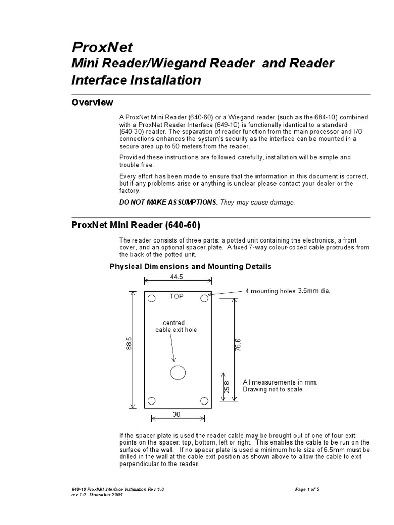649-10 ProxNet Interface Installation Rev 1.0 | PDF | Electrical ...