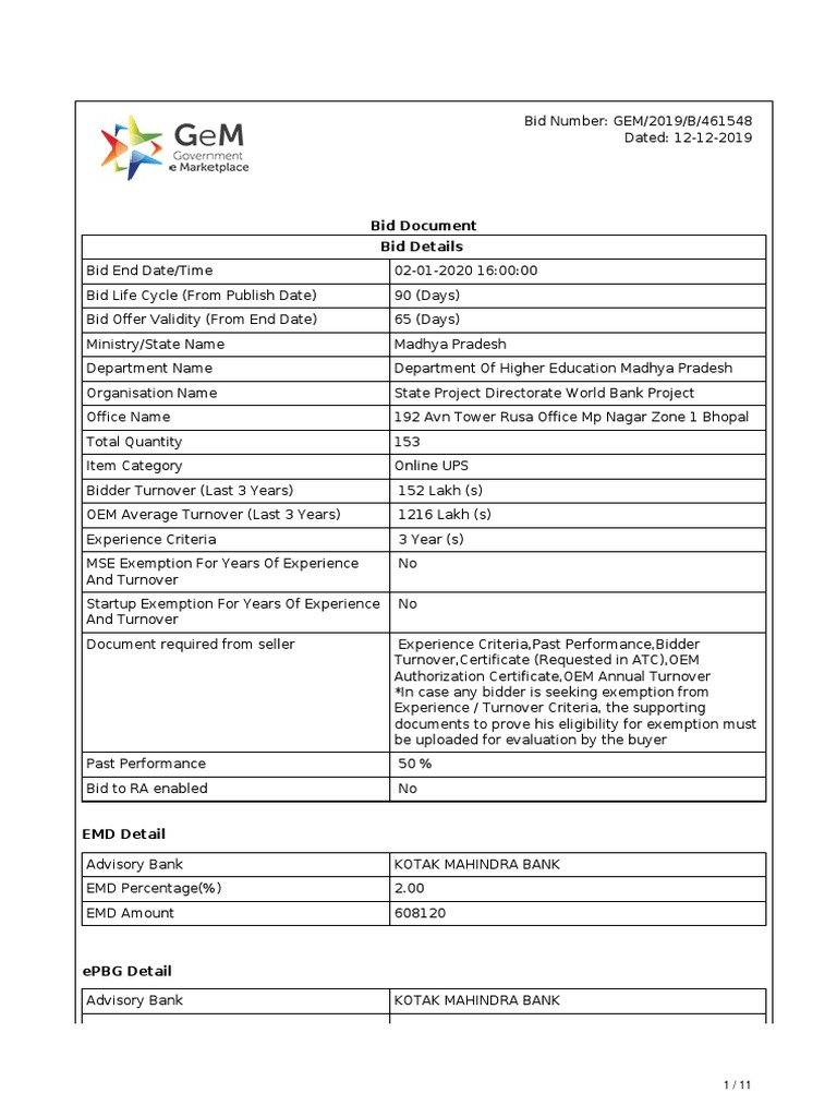Bid Document Bid Details | PDF | Electrical Engineering | Electricity