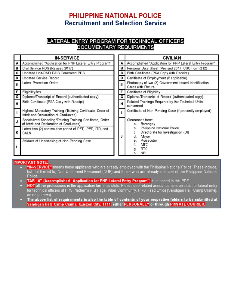 LATERAL ENTRY Documentary Req With Application Form | Download Free PDF ...