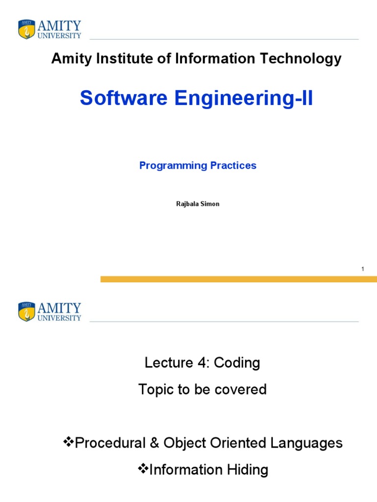 Se Ii Lecture 5ppt Pdf Object Oriented Programming Subroutine 