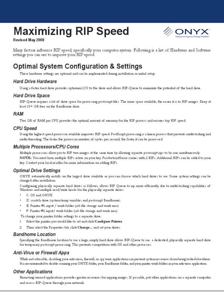 Enhancing RIP Speed: Key Configurations | PDF | Printer (Computing ...