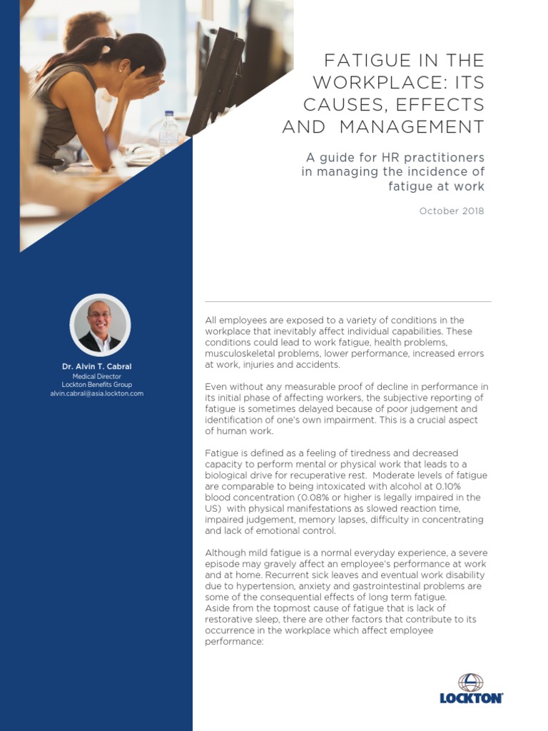 Fatigue in The Workplace October 2018 | PDF | Circadian Rhythm | Sleep
