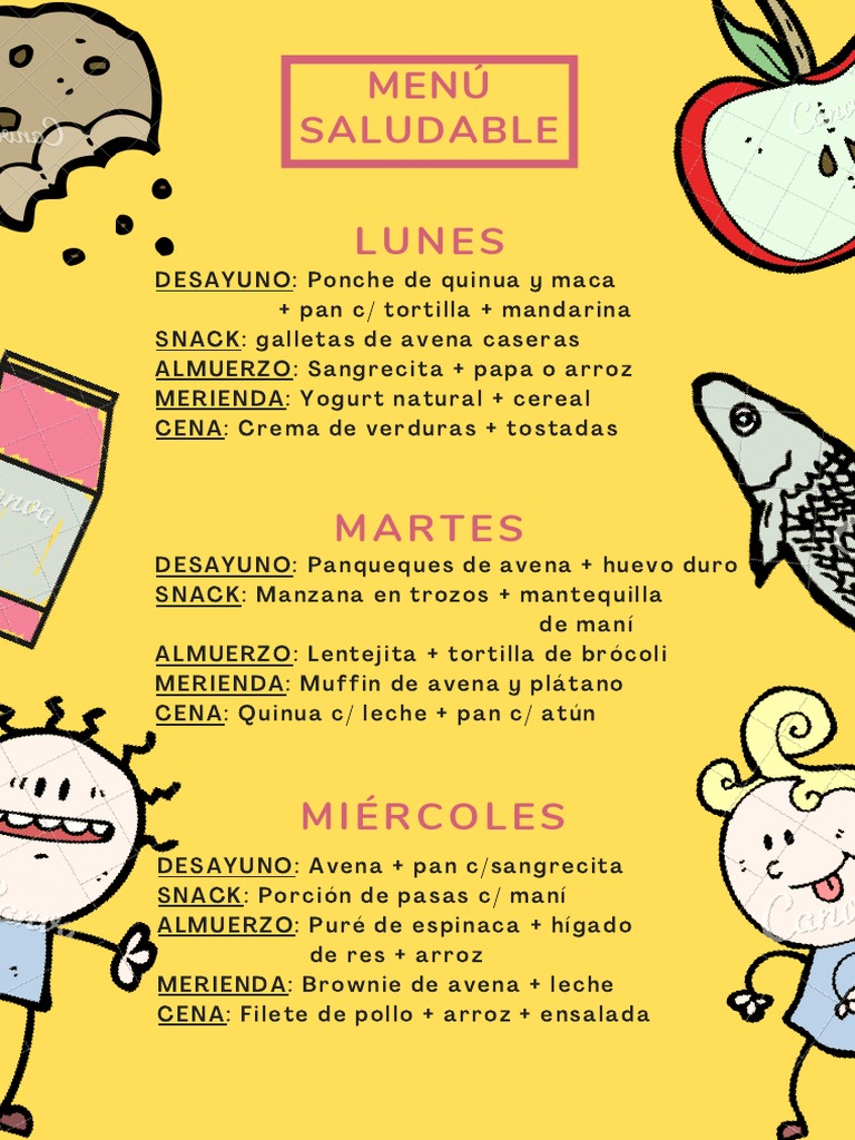 Menú Saludable Semanal para Niños | PDF