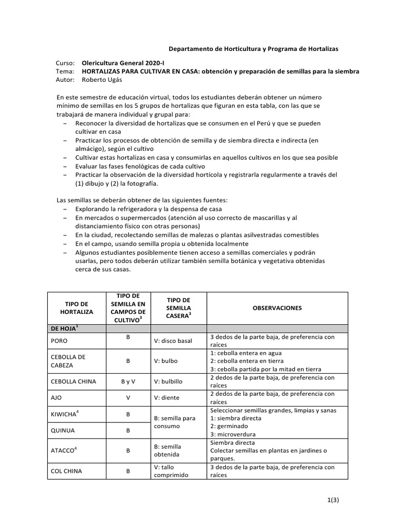 Hortalizas para Cultivo en Casa | PDF | Vegetales | Siembra