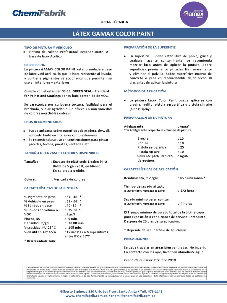 Pintura Látex GAMAX Color Paint | PDF | Pintar | Pinturas