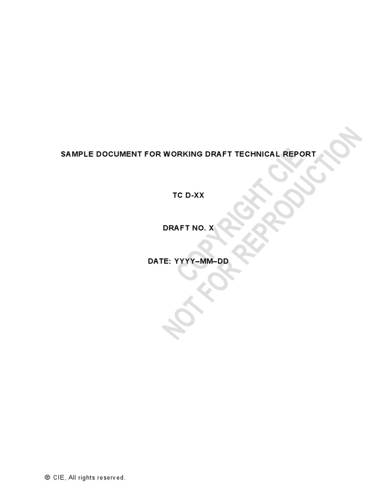 Sample Document For Working Draft Technical Report: CIE, All Rights ...