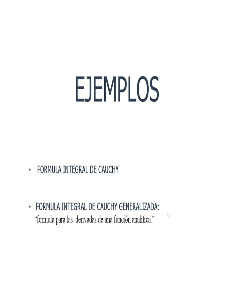 Ejemplos Formula Integral de Cauchy | PDF | Integral | Relaciones ...