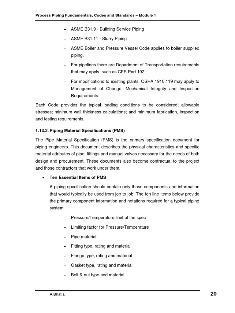 Process Piping Fundamentals, Codes and Standards - Module 1: 1.13.2 ...