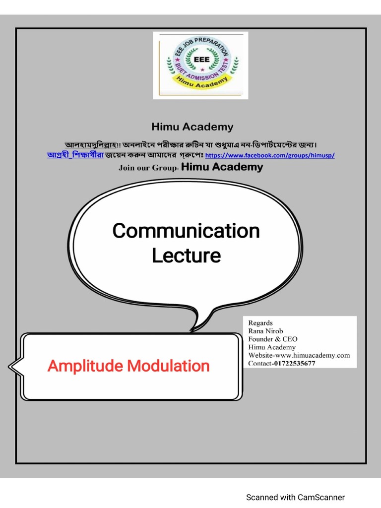 Lecture-02, Communication (Amplitude Modulation) by Himu Academy, Rana ...