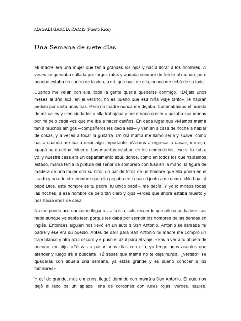 Una Semana de Siete Días - Magali García Ramis | PDF