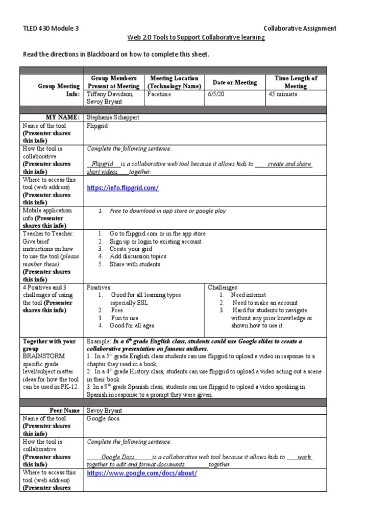 Collaborative Assignment Sheet Summer20 | PDF | Mobile App | Google Play
