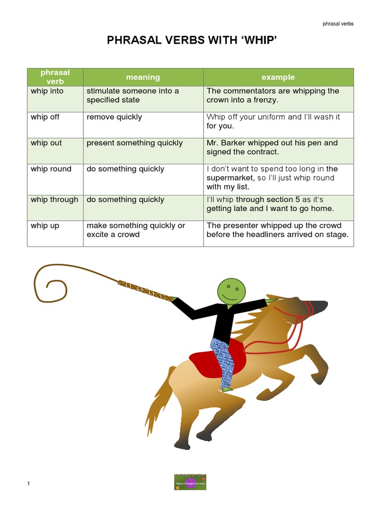 Phrasal Verbs With Whip': Phrasal Verb Meaning Example | PDF