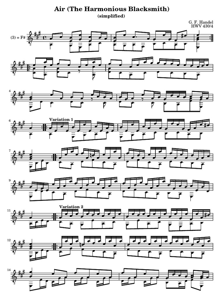 Harmonious Blacksmith Guitar PDF | PDF | Classical Compositions ...