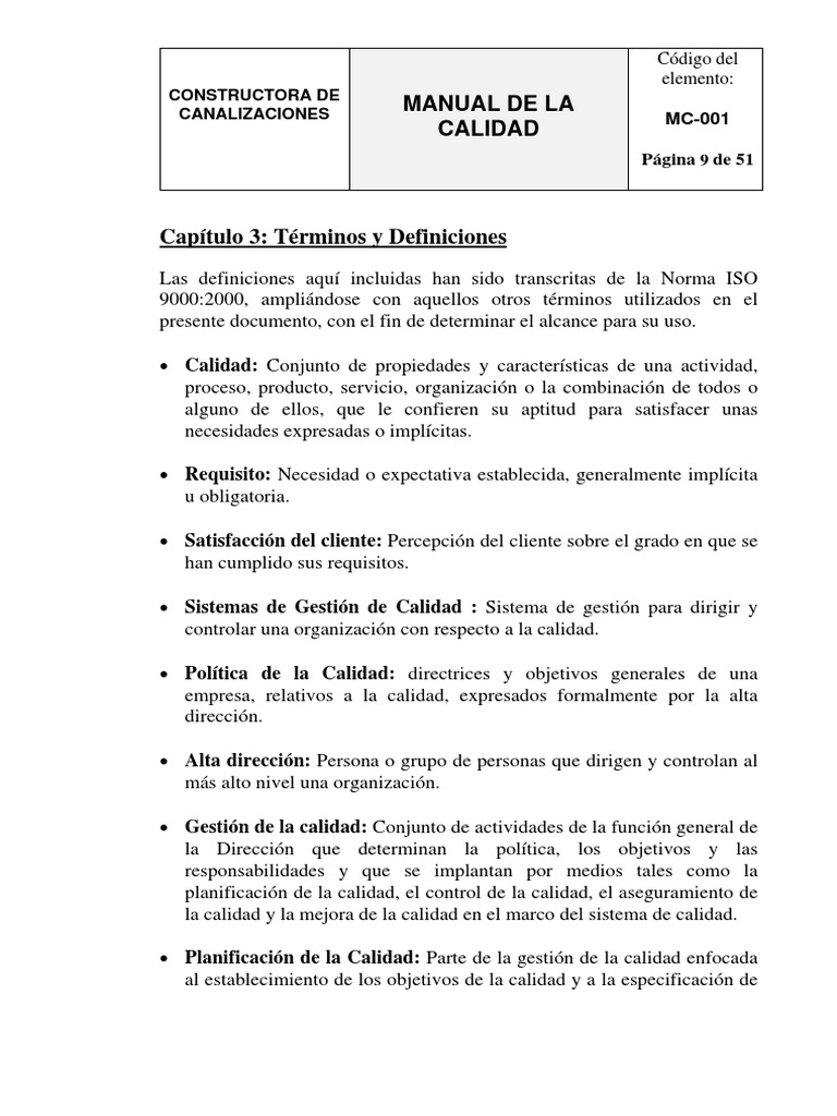 Calidad-Terminos y Definiciones PDF | PDF | Gestión de la calidad ...