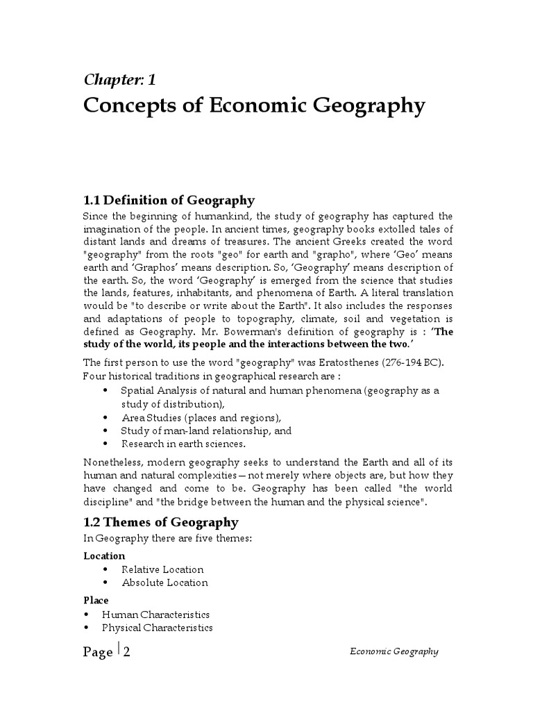 Economic Geography (Chapter One) | PDF | Geography | Climatology