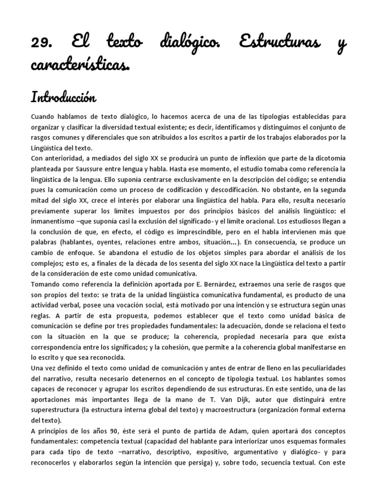Estructura y características del texto dialógico | PDF | Conversacion ...
