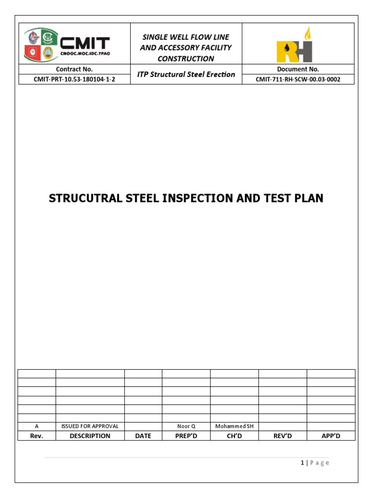 Structural Steel Erection Inspection Plan | PDF | Specification ...