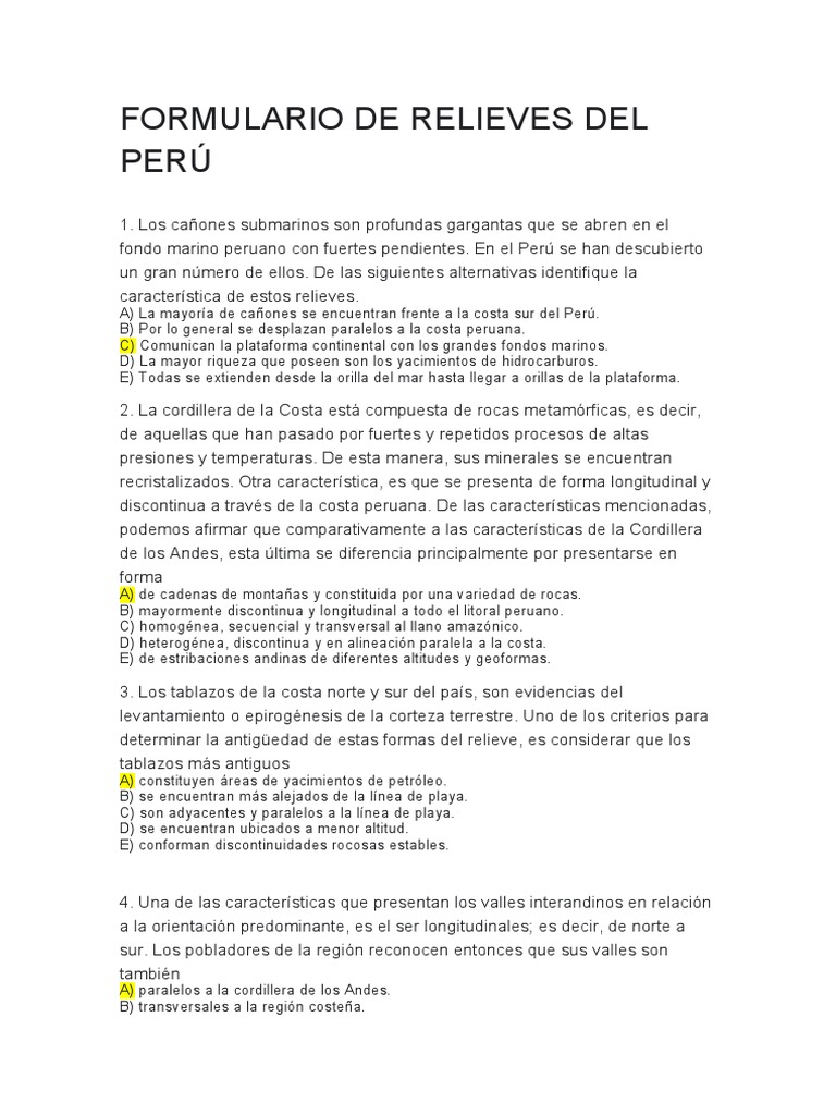 Relieves y Suelos del Perú | PDF | Andes | Terreno