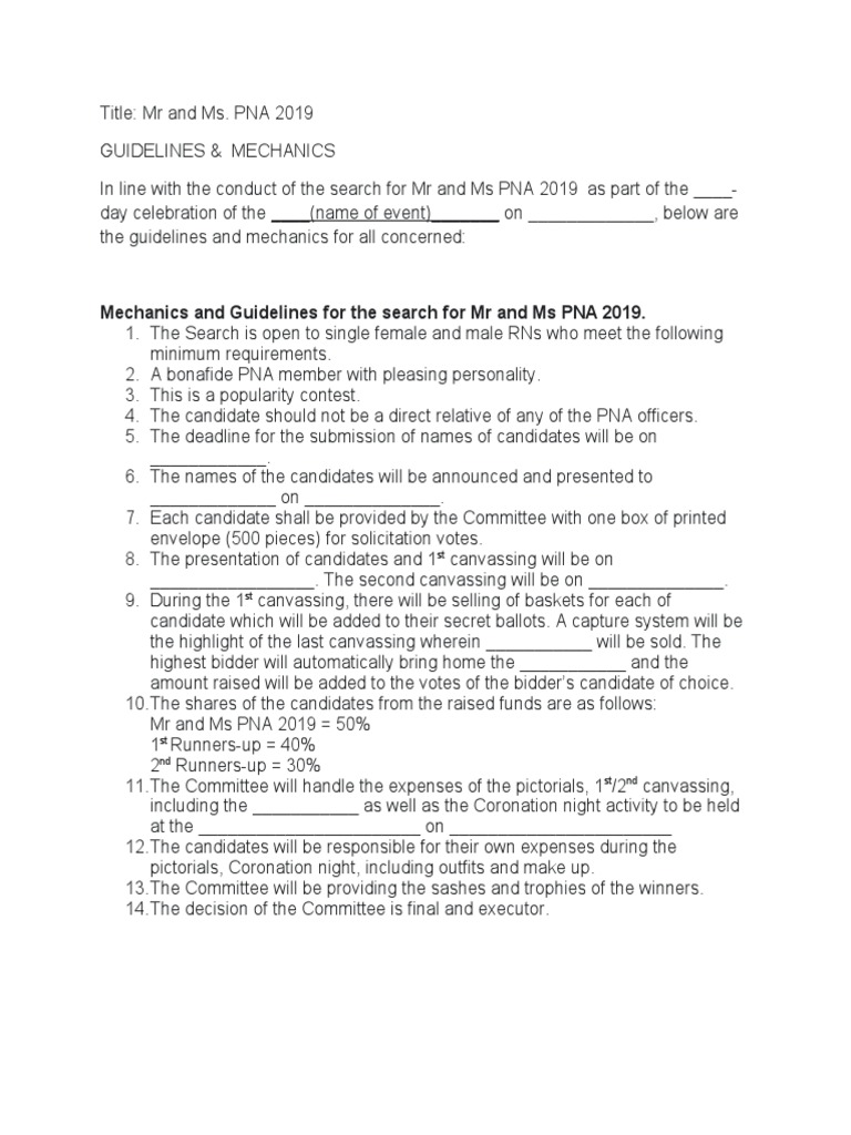 Guidelines Mechanics Popularity Contest | PDF