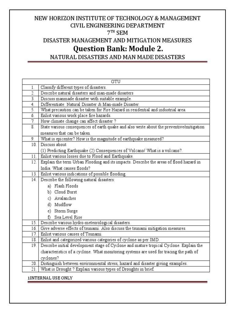 DM - Question Bank Module 2 | PDF | Natural Disasters | Hazards