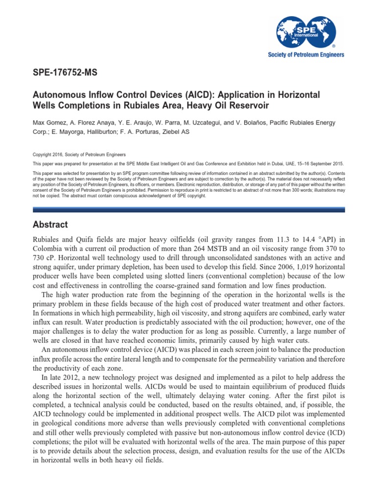 SPE-176752-MS Autonomous Inflow Control Devices (AICD) : Application in ...
