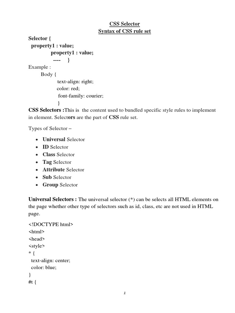 A Comprehensive Guide to CSS Selectors | PDF | Html Element | Html