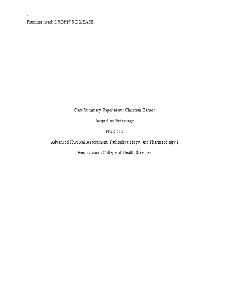 Crohn's Disease Case Study Analysis | PDF | Crohn's Disease | Diarrhea