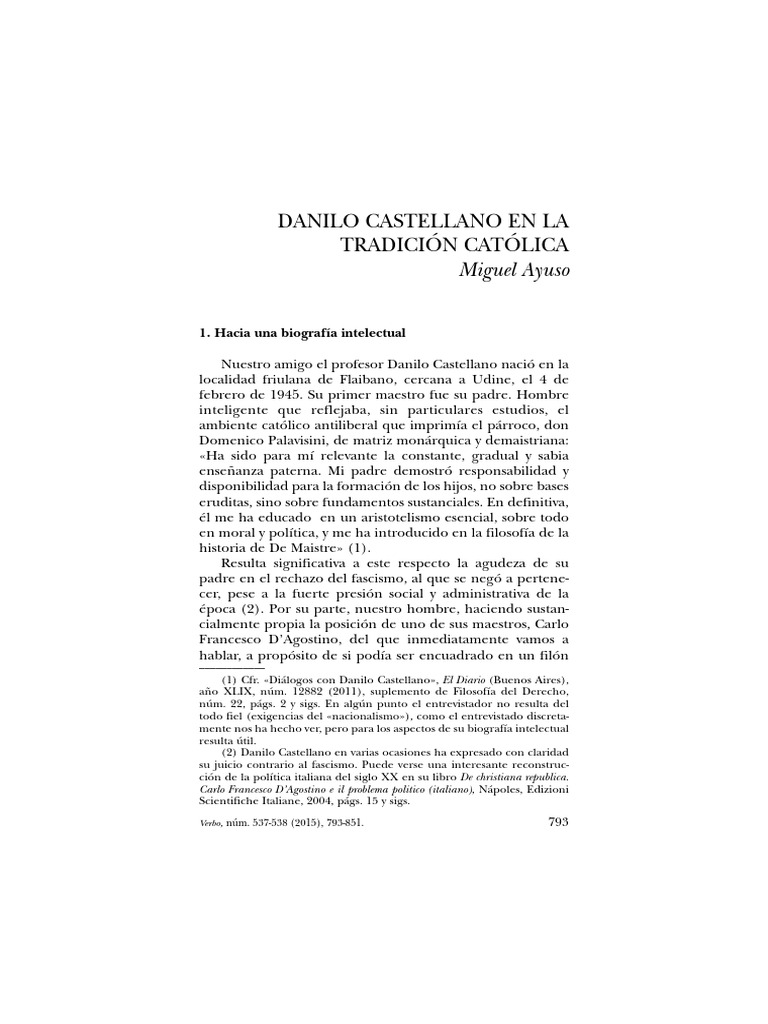Miguel Ayuso-DANILO CASTELLANO EN LA TRADICIÓN CATÓLICA | PDF | Ateísmo ...