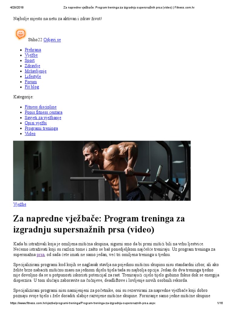 Program Treninga Za Izgradnju Supersnažnih Prsa | PDF