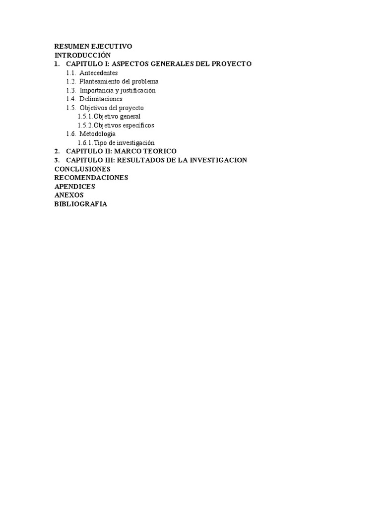 Esquema Indice Proyecto | PDF